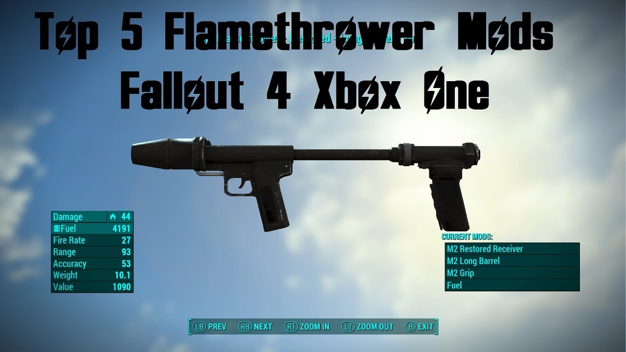 Top 5 Flamethrower Mods Fallout 4 Xbox One (XB1) - YouTube