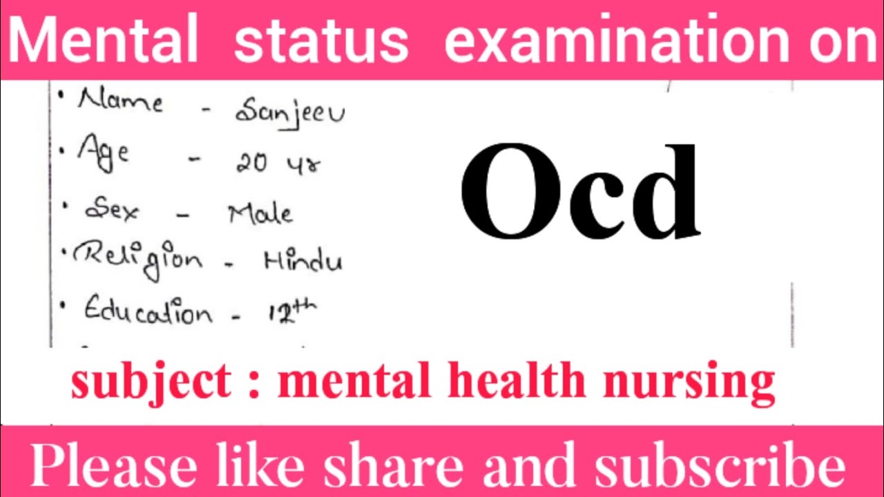 Mental status examination patient of Obscessive compulsive disorder ...