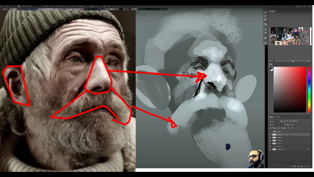 Stylized Face from reference (Clip from class #20) - YouTube