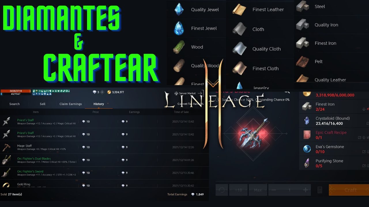 Lineage 2M -Guia de Obtener Diamantes y Crafetear - YouTube