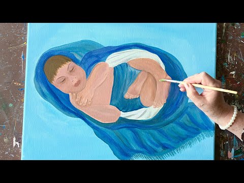 Baby Boy Acrylic Painting/ How to paint a Baby
