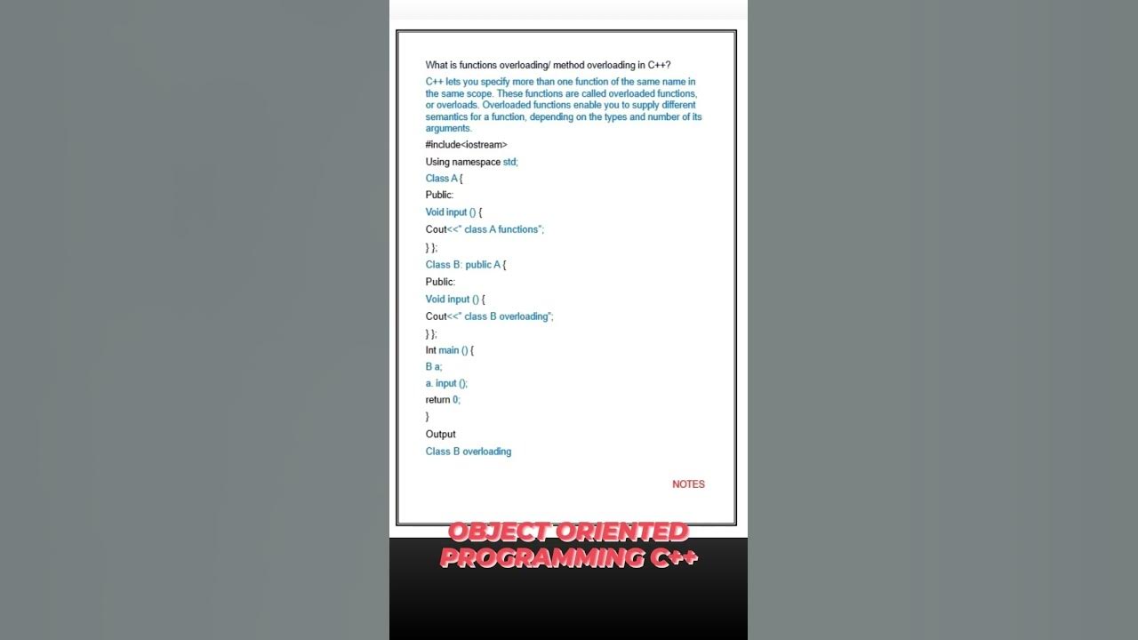 functions overloading in c++ notes - YouTube