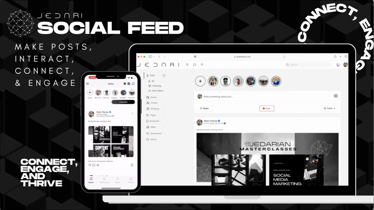 Jedari Features: Social Feed | Create Your Own Private Community ...
