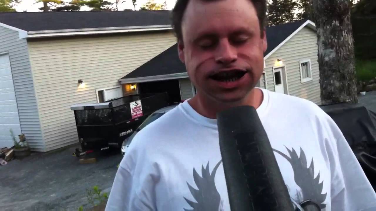 Russ and a black and decker leaf mower in the face - YouTube