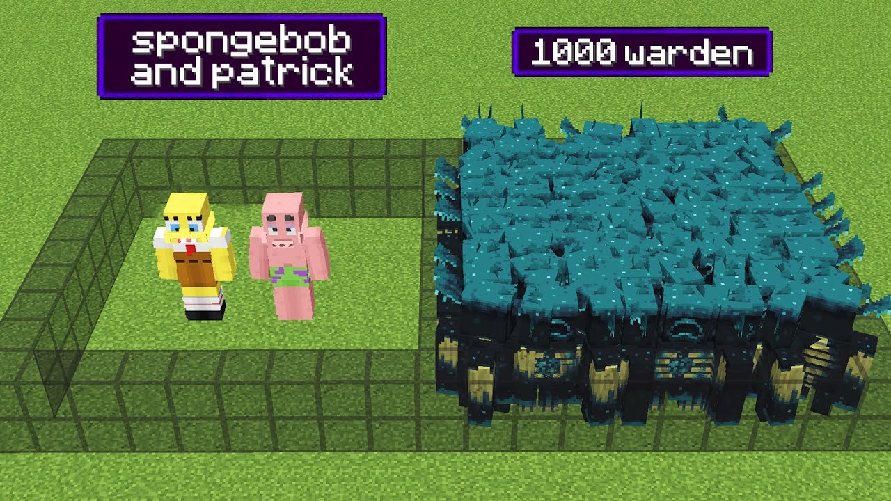 spongebob and patrick vs 1000 warden fight - YouTube