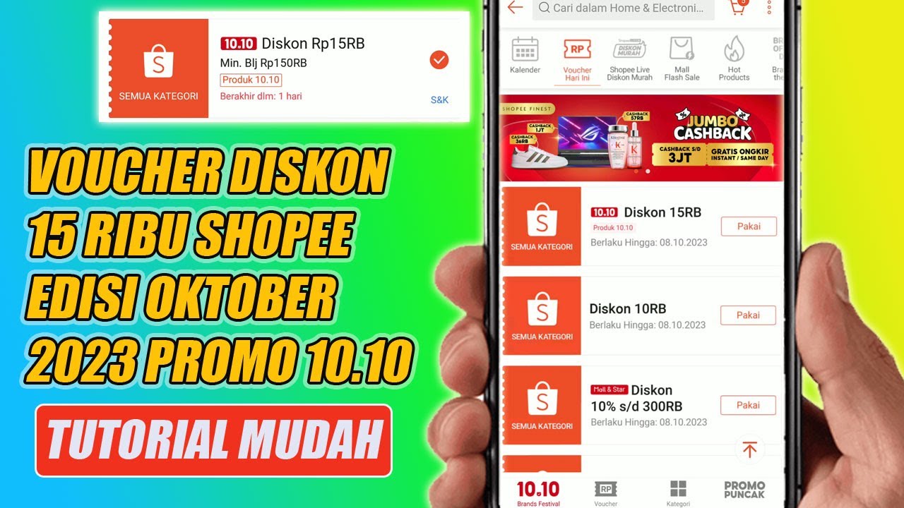 Voucher Diskon 15 Ribu Shopee Edisi Oktober 2023 Promo 10.10 - YouTube