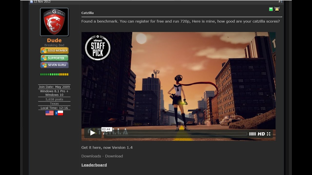 Catzilla Benchmark - YouTube