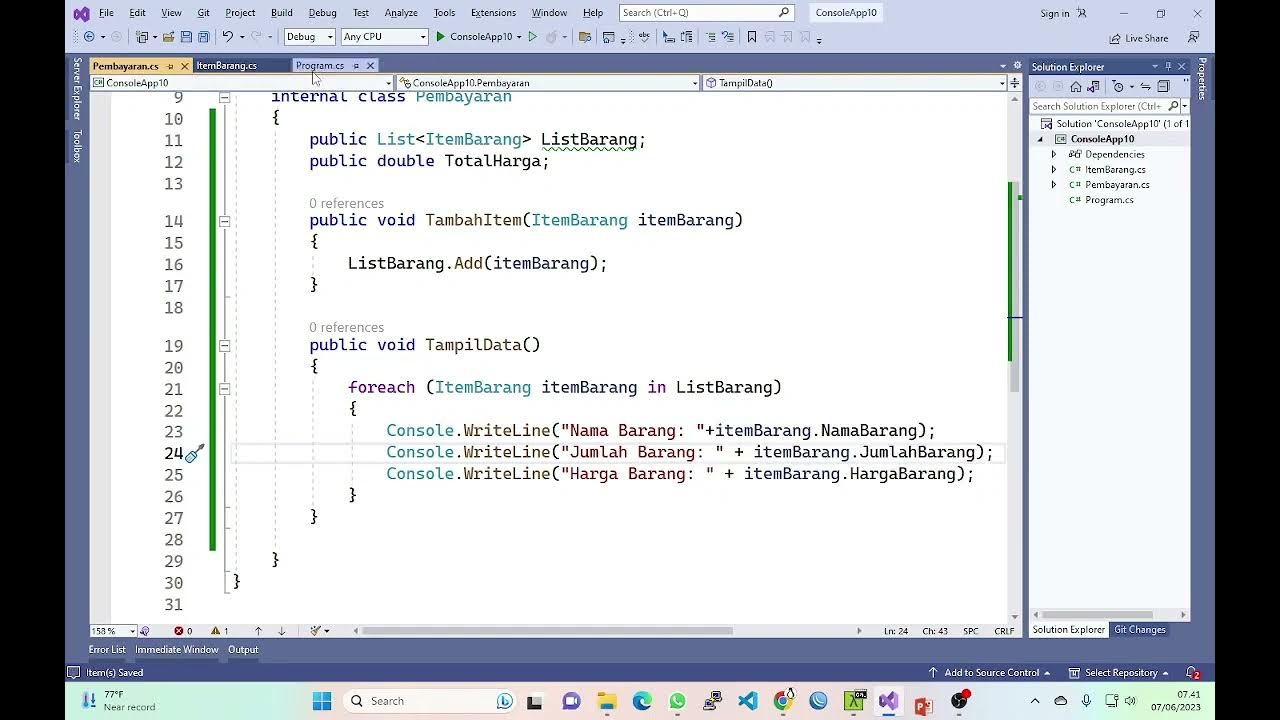 Materi PBO #9 Latihan Class Pembayaran dan Barang - YouTube