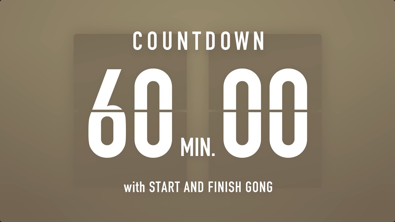 60 Minute Countdown Timer ⏳ Flip Clock with Simple Gong 🦂🔔 - YouTube