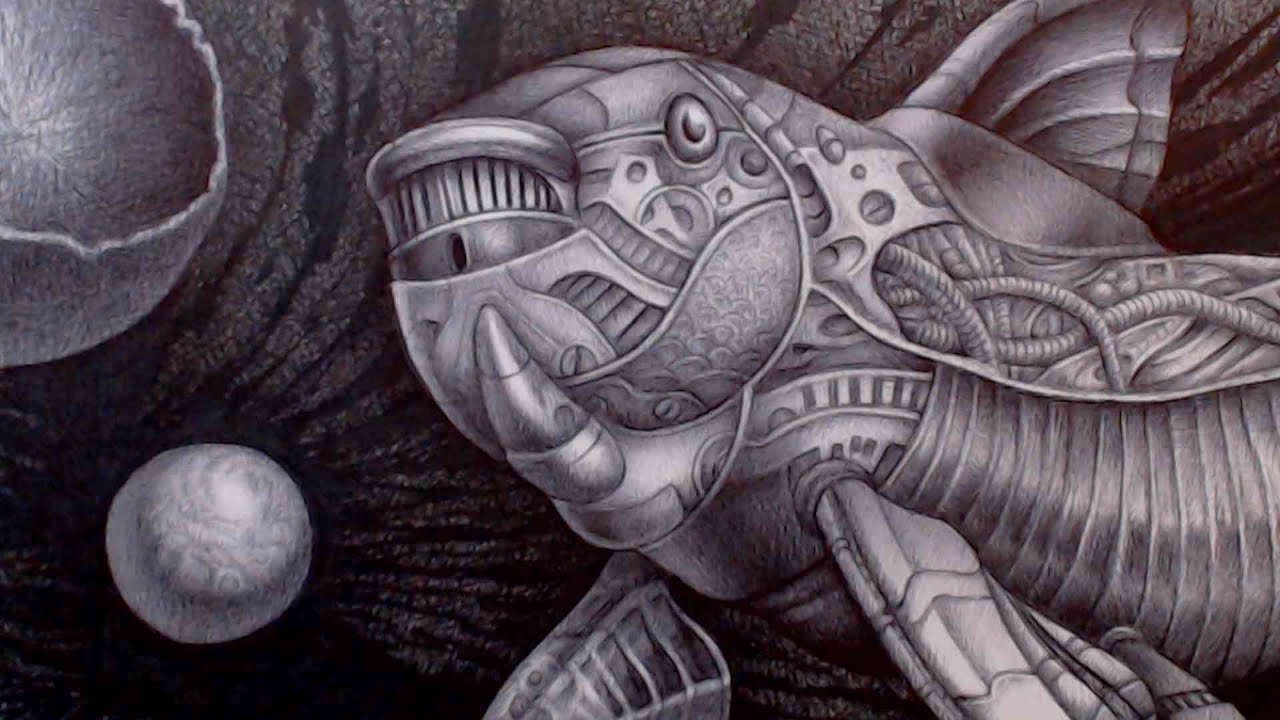 Drawing in ink - The SPACE FISH - #FavoriteFishArtChallenge - YouTube