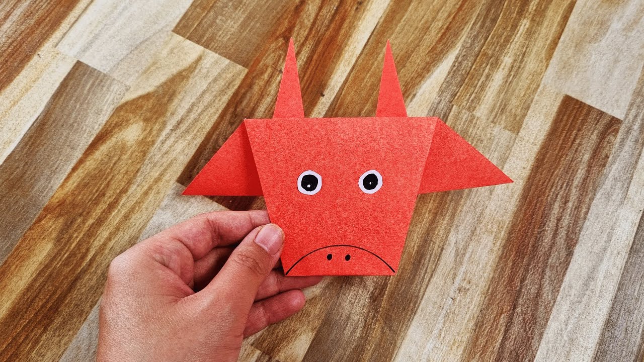 Easy Origami Cow Face Step by Step - YouTube