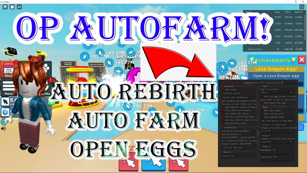 Clicker Simulator roblox script afk farm op - YouTube