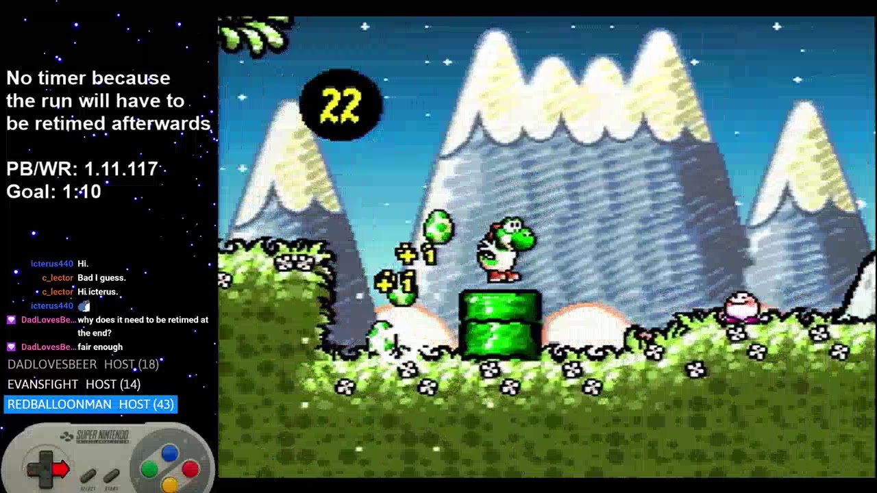 Yoshi's Island - Comeback To YI Romhack: 1-1 100% Speedrun in 1:08.267 ...
