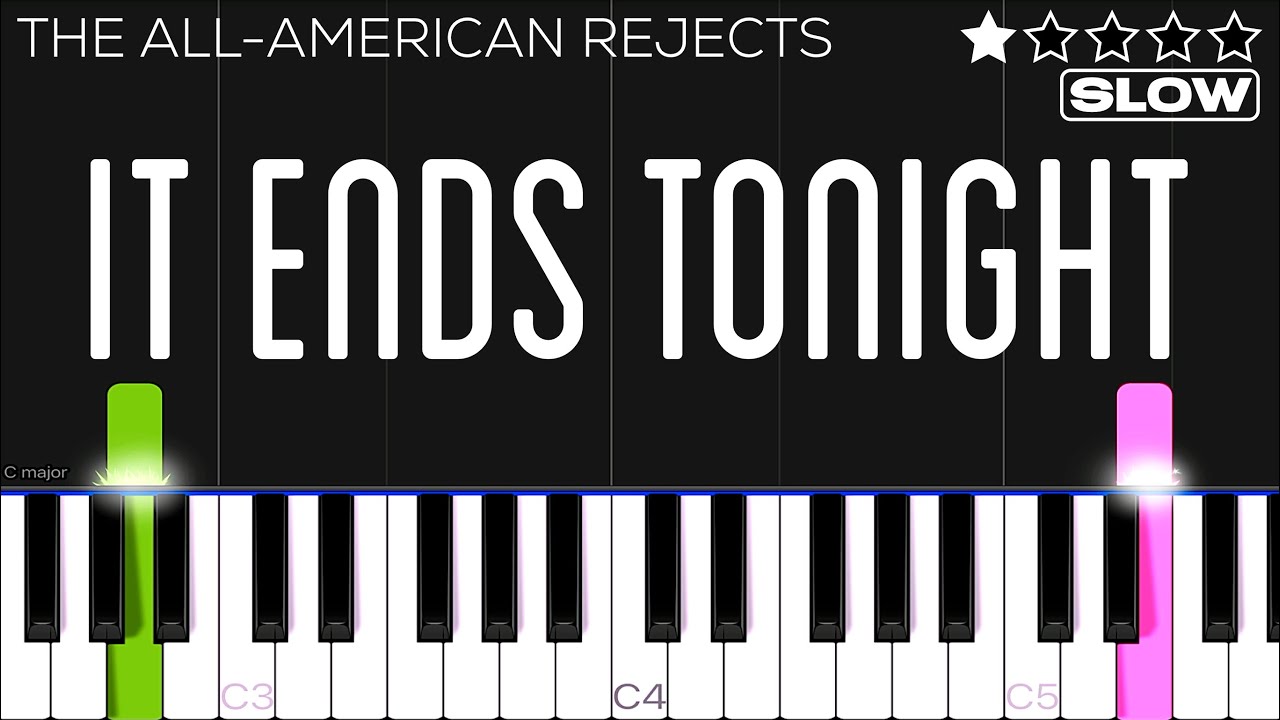 The All-American Rejects - It Ends Tonight | SLOW EASY Piano Tutorial ...