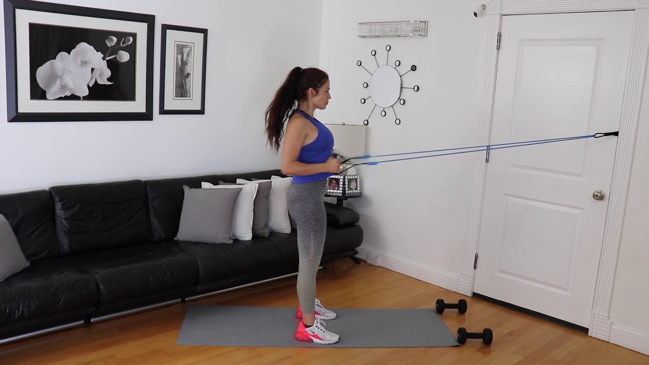 Sentadilla con remo banda elastica - YouTube