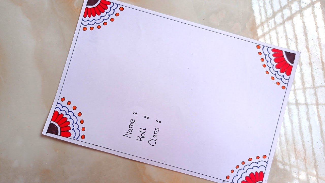 Border design on paper//Assignment, project file, practical khatar ...