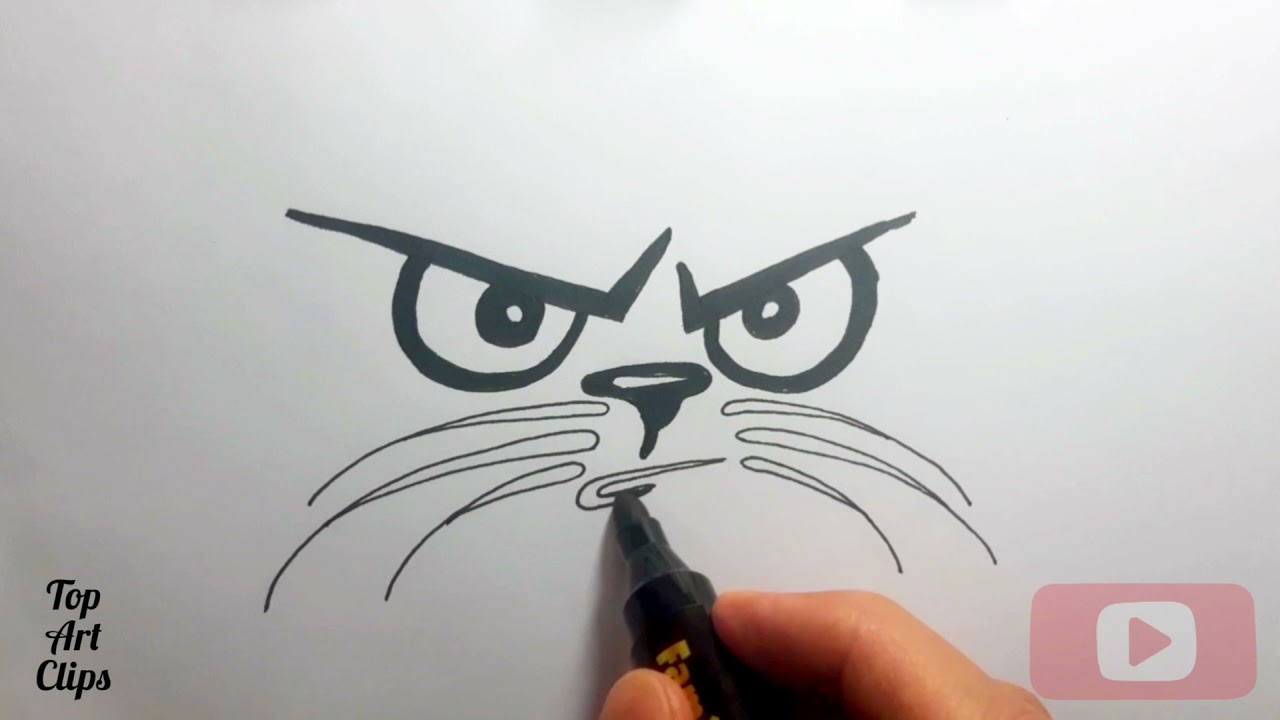 How to draw an angry cat - YouTube