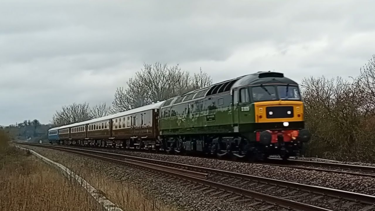 Class 47 805 freshly painted + Class 37s through Mortimer - YouTube