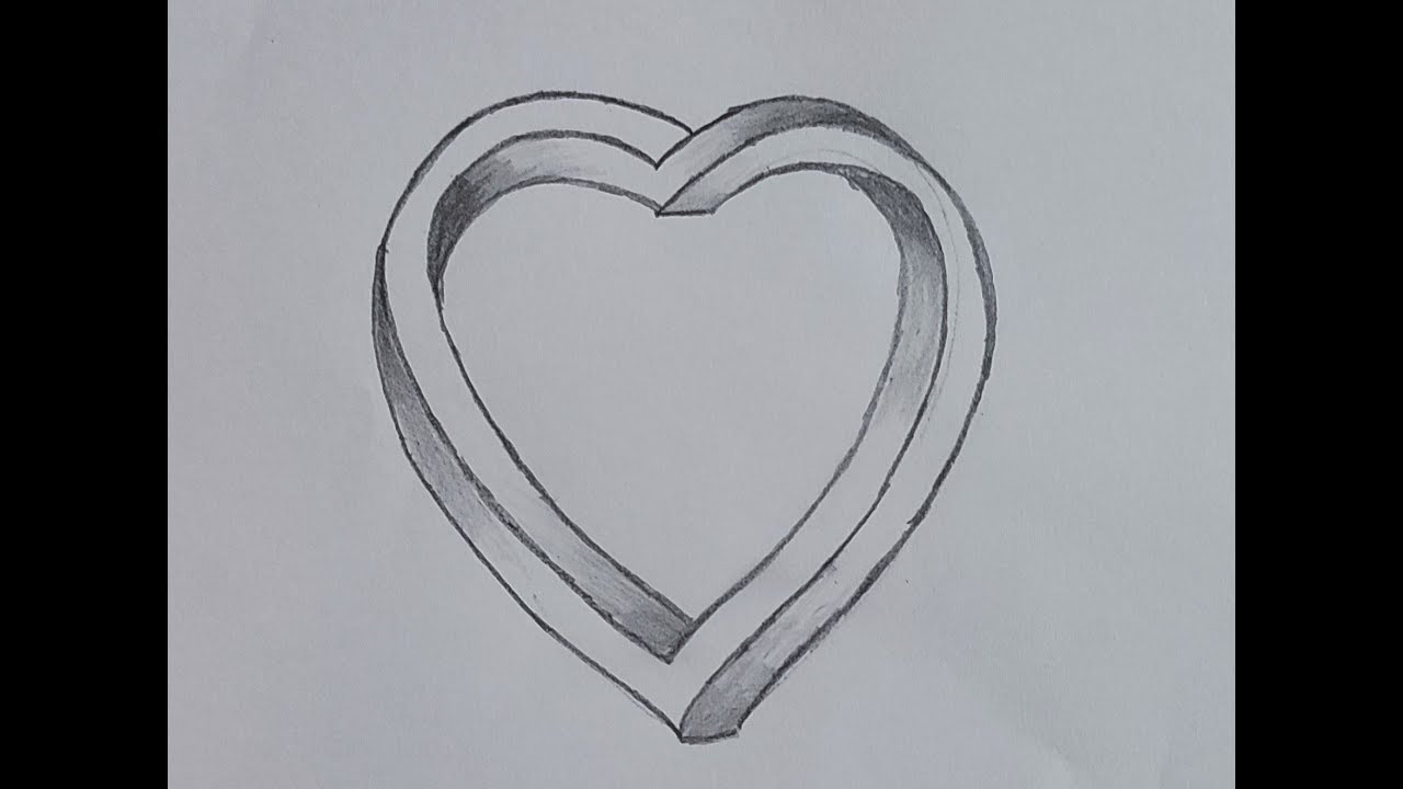 Optical illusion: Draw a impossible 3D Heart, step by step - YouTube