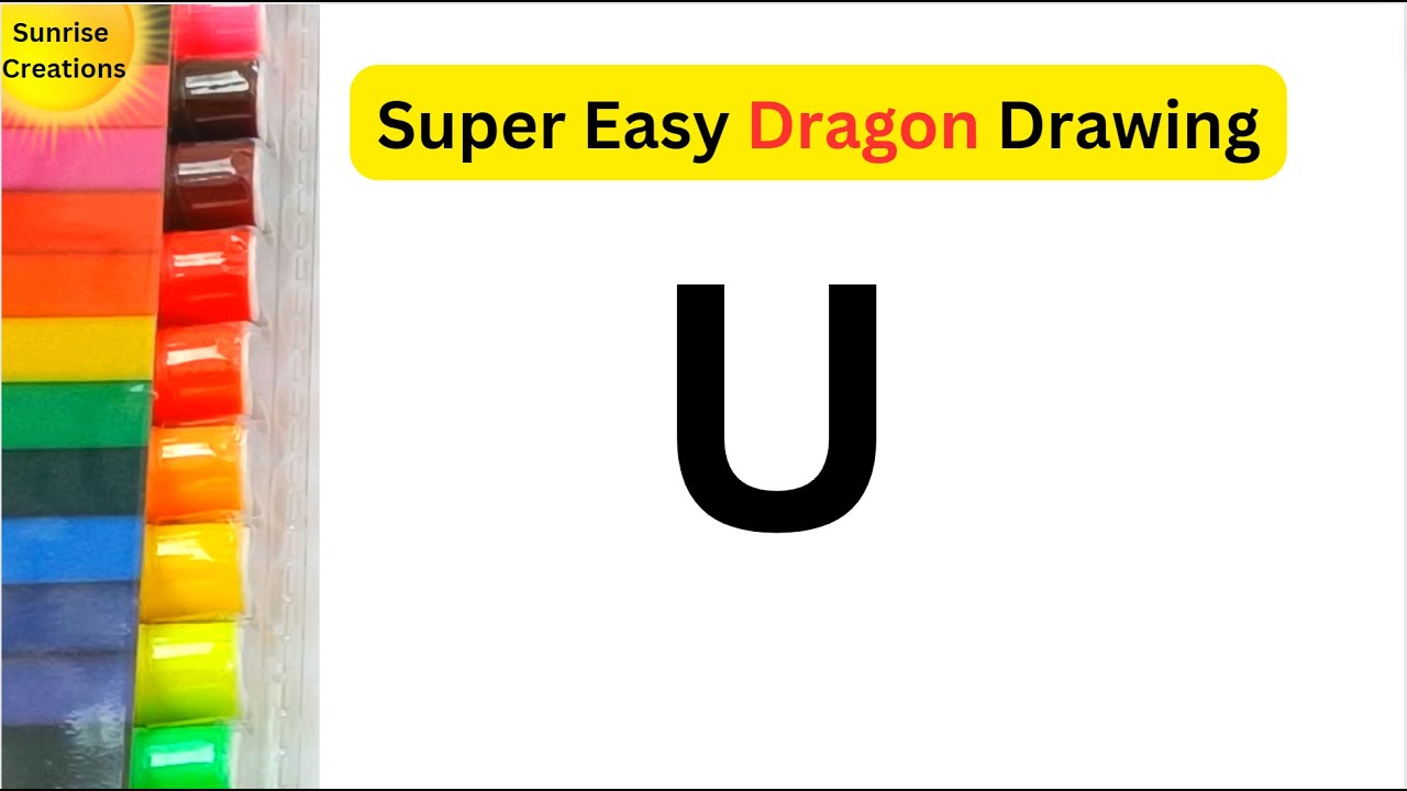 How to Draw Easy Dragon from 3U's | Beginners East Dragon Drawing Step ...