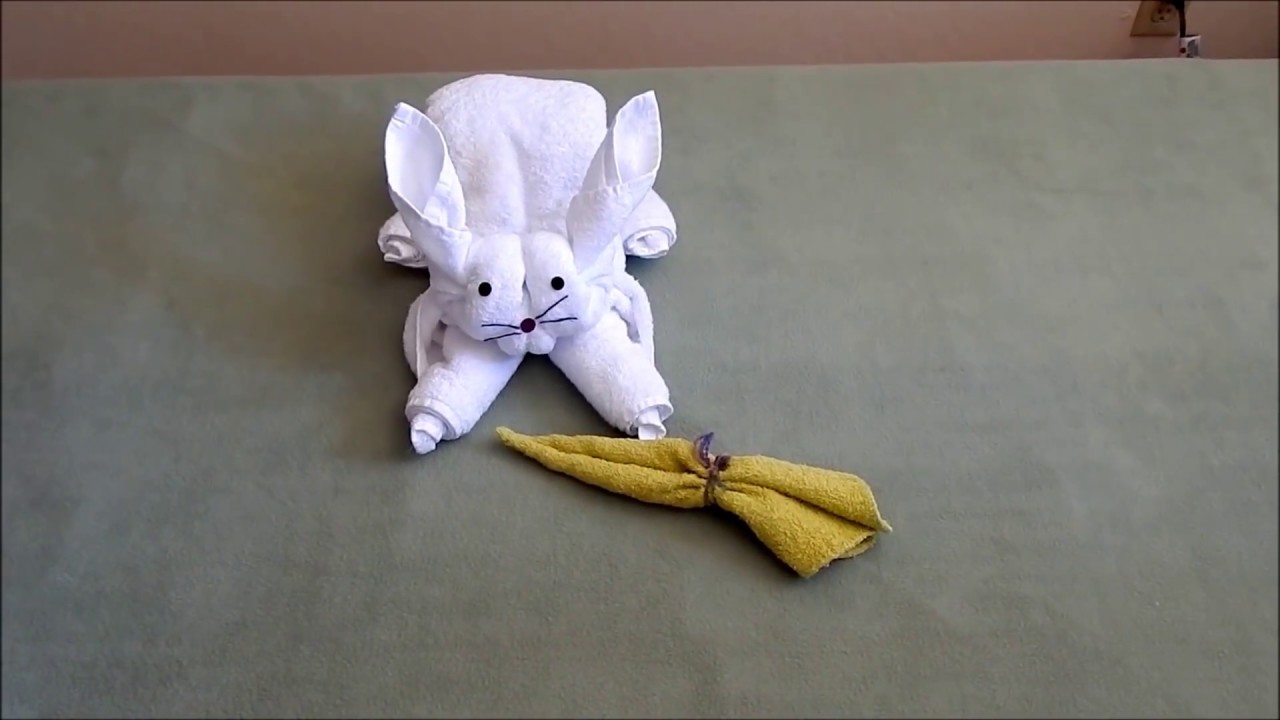 Towel Folding Art - Towel Bunny Rabbit and Carrot | Housekeeping Towel ...