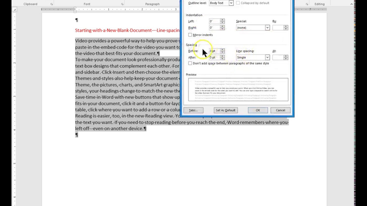 41 4 change Paragraph and Line Spacing in Design Tab - YouTube