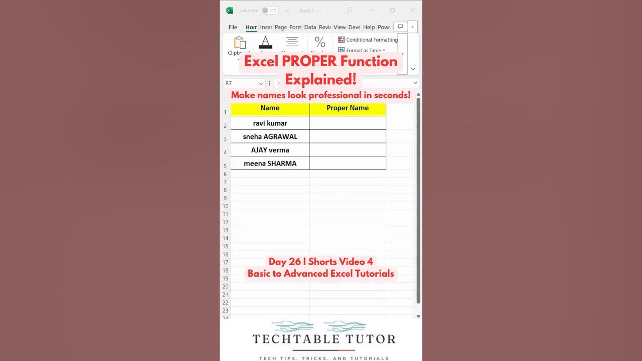PROPER Function in Excel: Fix Names in Seconds! Day 26, Video 4 #excel #exceltips #ytshorts # ...