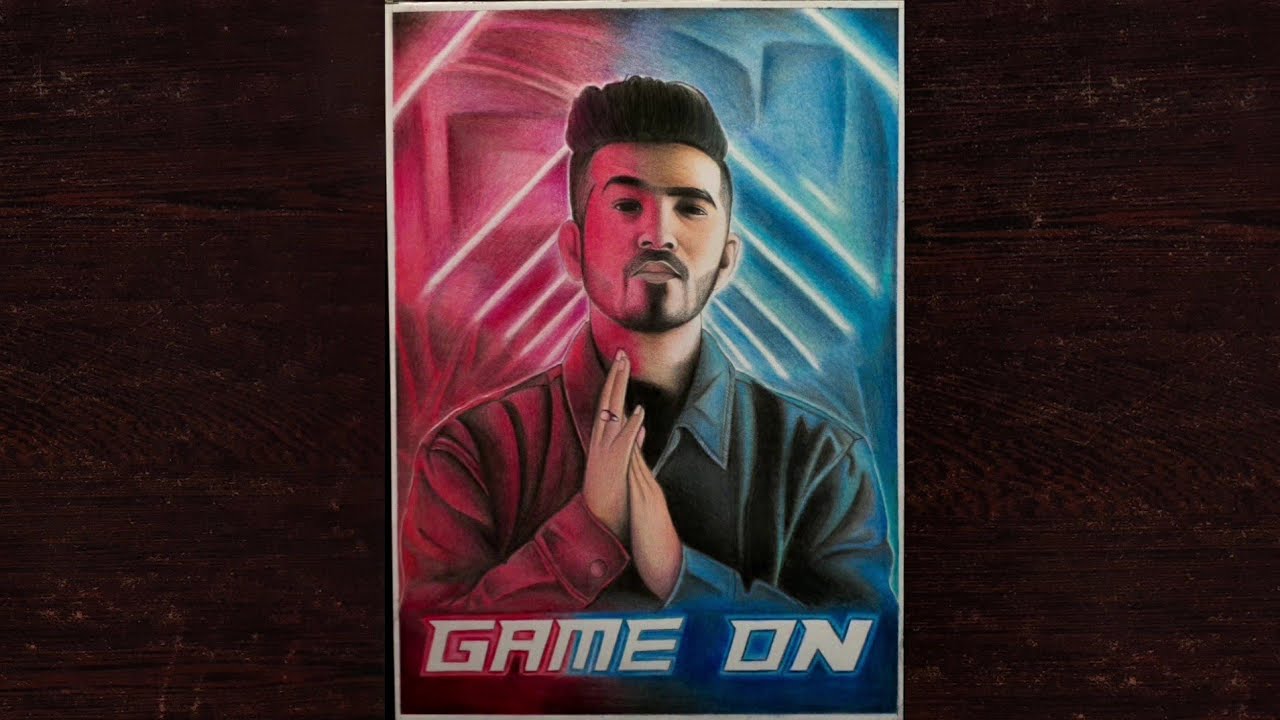 drawing Ujjwal @TechnoGamerzOfficial ||Game On Music poster||colour ...