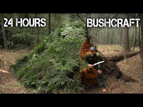 24 Hours: Building & Camping in Bushcraft Tree Shelter