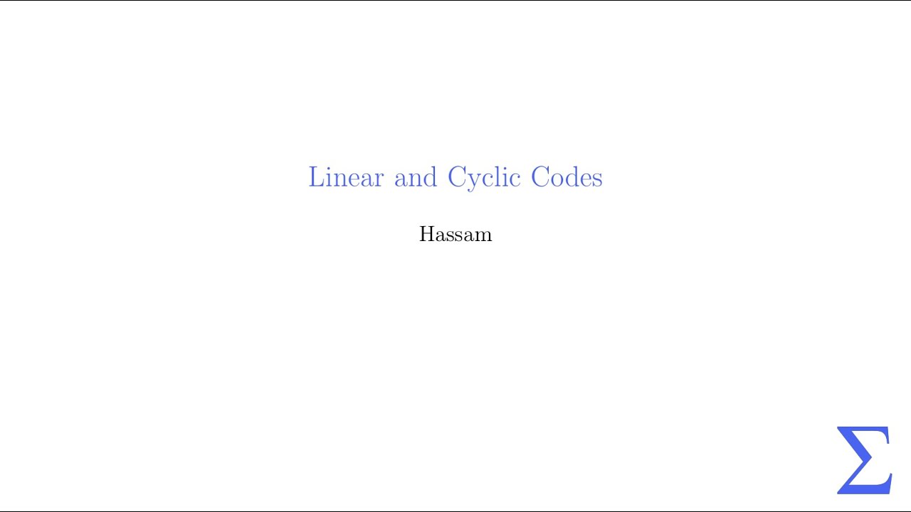 [FA23] Meeting 7 - Linear and Cyclic Codes - YouTube