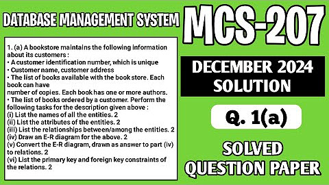 MCS207 Dec 24 Solution | MCS 207 Solved Question Paper | MCS 207 Important Questions - YouTube