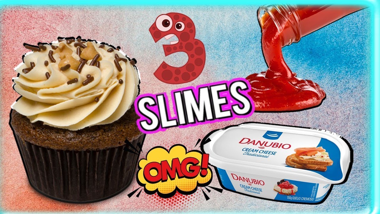 SLIME DE COMIDA! CUPCAKE, KETCHUP E CREAM CHEESE - YouTube