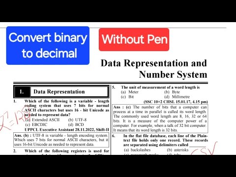 COMPUTER PYQs | Data Representation Number Strategy | SCI JCA | CBSE ...