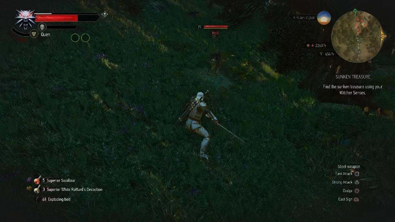 The Witcher 3: deathmarch killing wolves QUEN sign only.. - YouTube