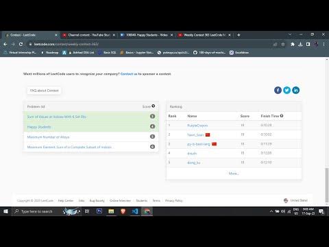 Sum of Values at Indices With K Set Bits : Weekly Contest 363 - YouTube