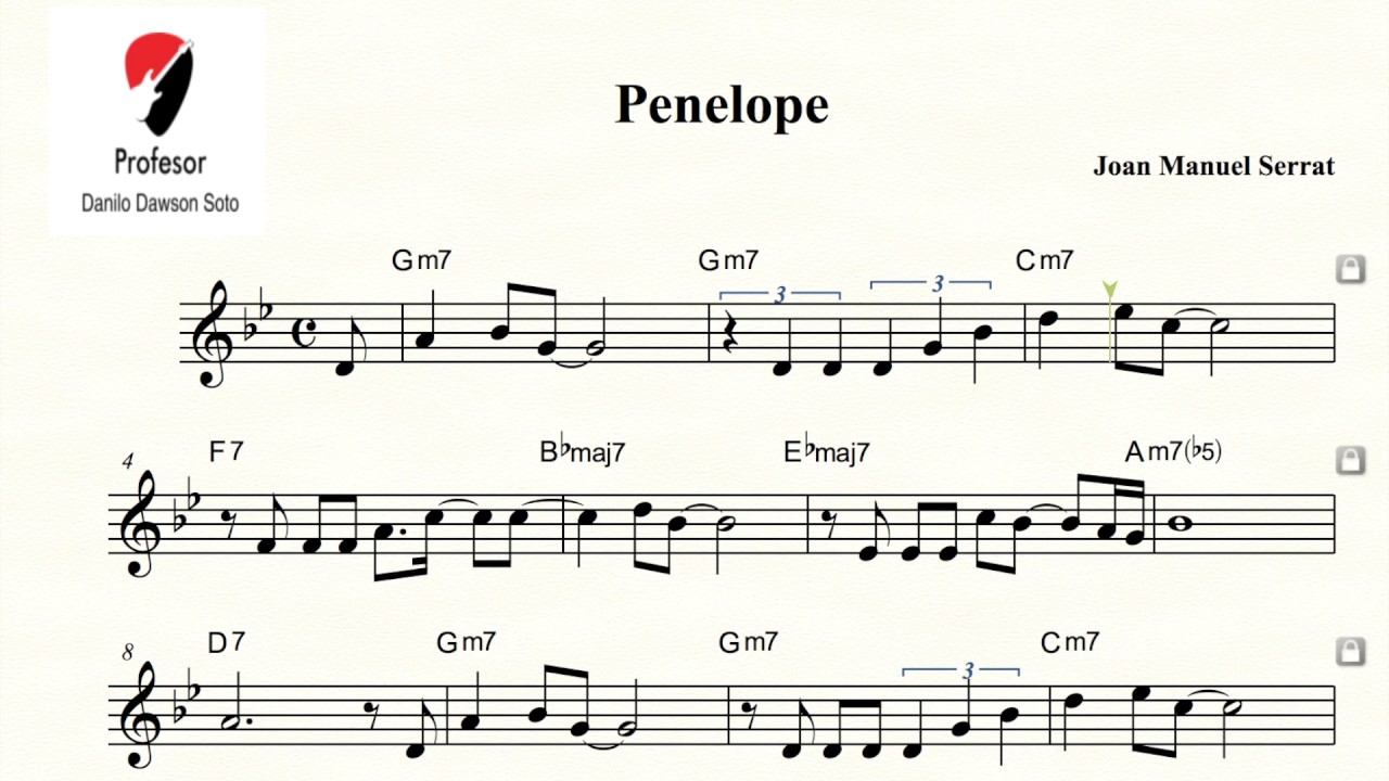 Partitura de Penelope en la versión de Diego Torres - YouTube