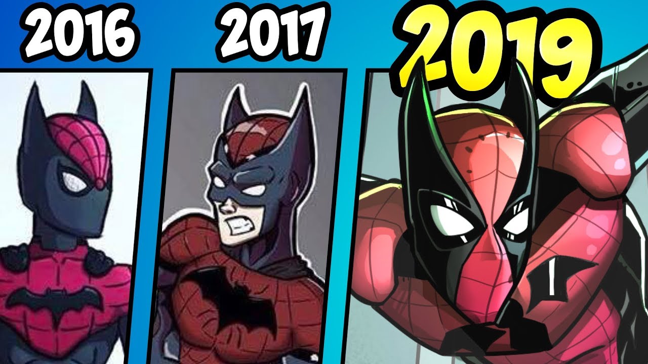 From AMATEUR to PRO! Redrawing Old Art (Ft. Spider-man / Batman Mash-up ...