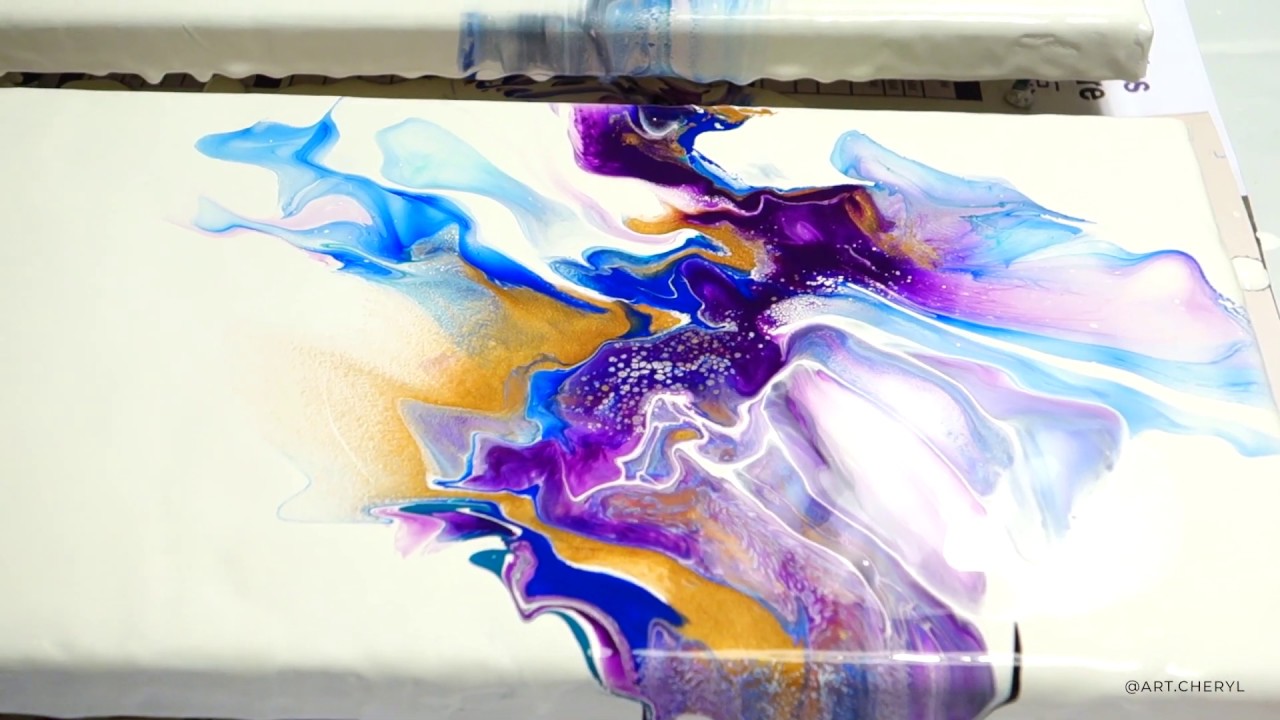 Acrylic Dutch Pour TRIPTYCH in lovely Violet 💜 and Blues 💙 - YouTube