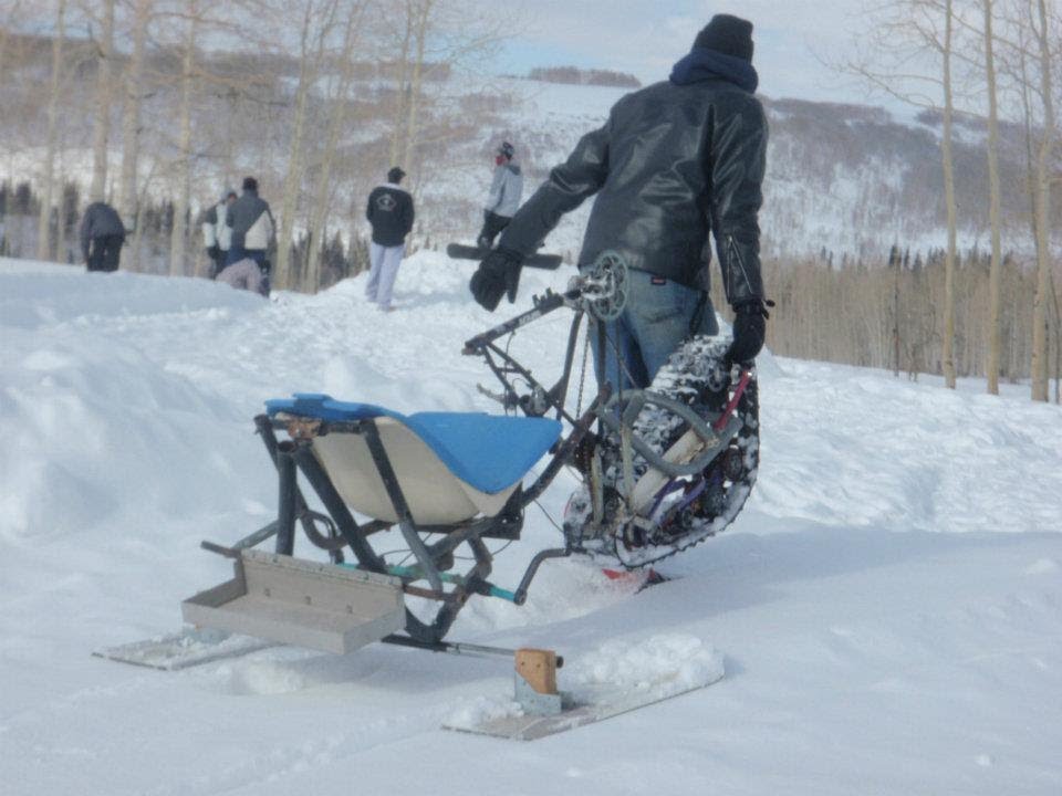 Human powered snowmobile - YouTube