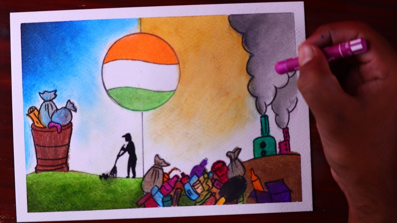 Swachh Bharat abhiyan poster drawing / Swachhata hi seva drawing ...