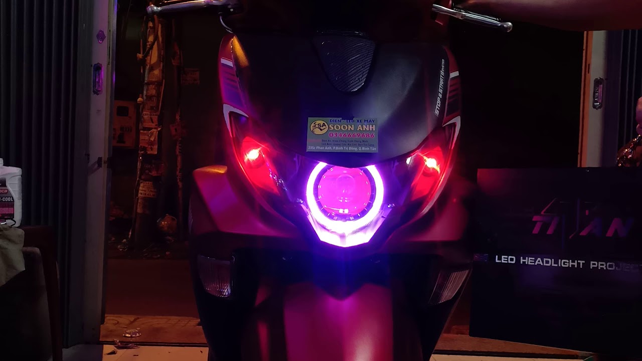 YAMAHA FREEGO 125 ĐỘ BI CẦU LED TITAN BLACK QUÁ NGẦU.độ đèn xe máy soon ...
