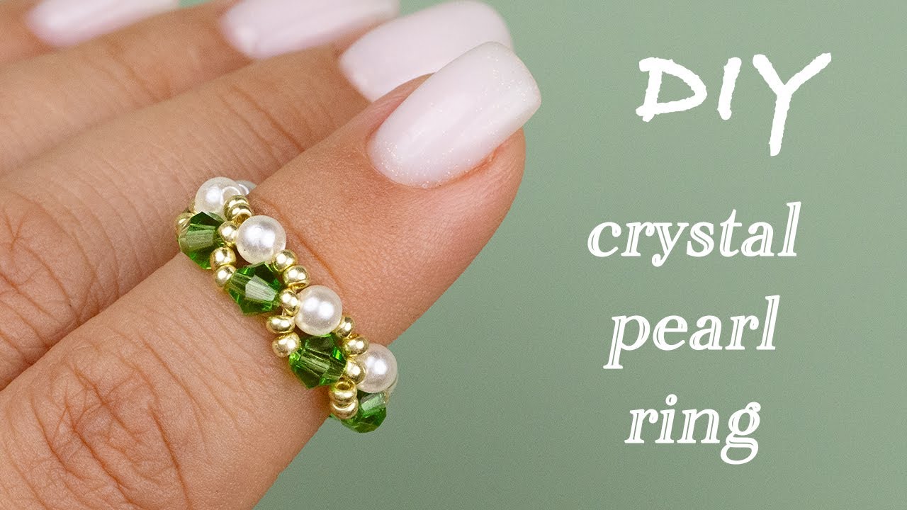 Easy DIY Pearl and Crystal Bicone Ring - YouTube
