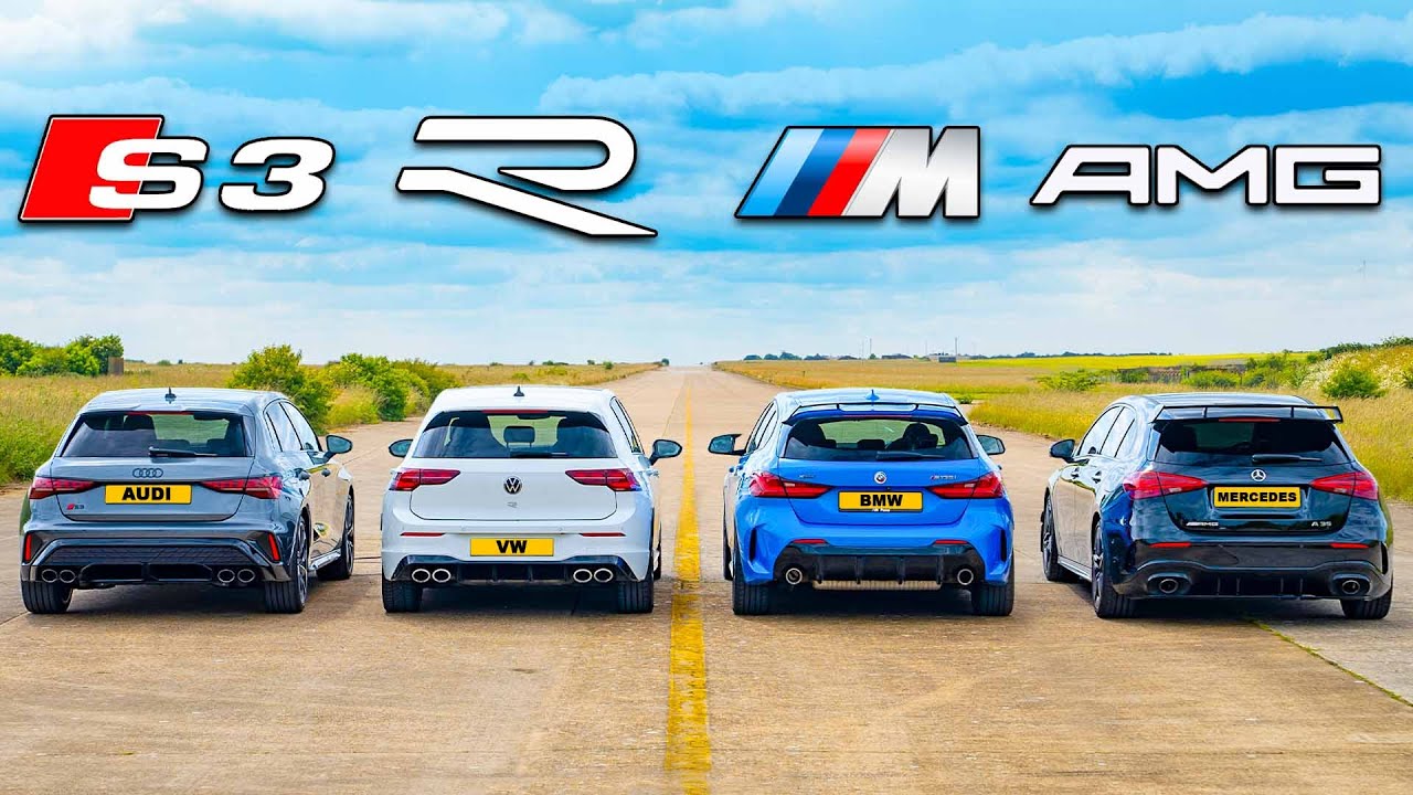 Nuevo Audi S3 vs BMW M135i vs AMG A35 vs VW Golf R: ARRANCONES - YouTube