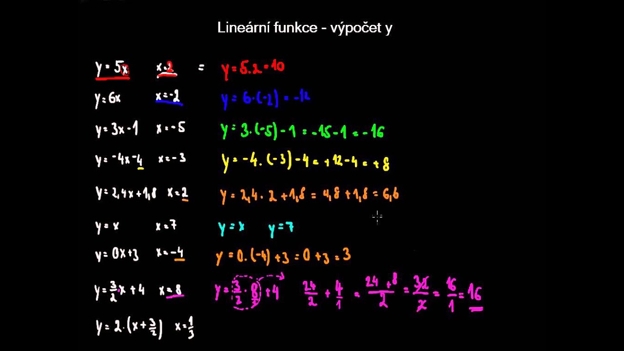 Lineární funkce - výpočet y - YouTube