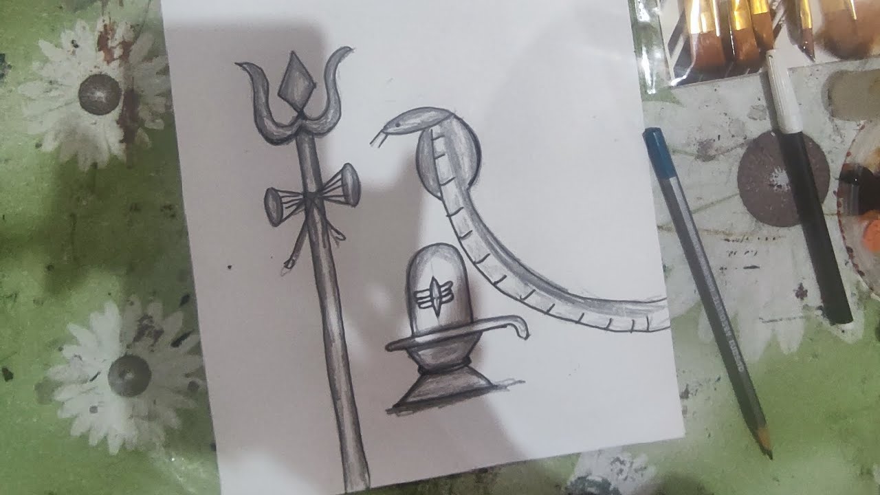 lord Shiva Trishul easy drawing/shiva snake drawing/how to draw shiva ...