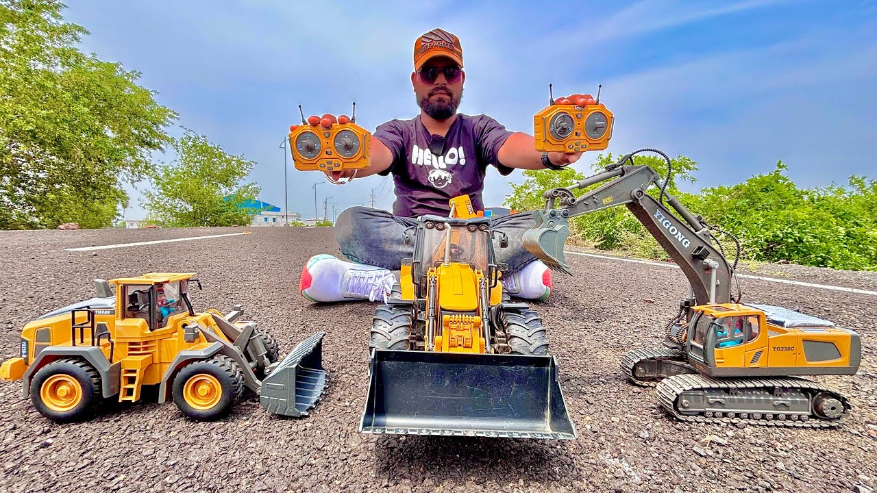 Remote Control Vehicles Unboxing | JCB Backhoe Loader, CAT Roller (Soil ...