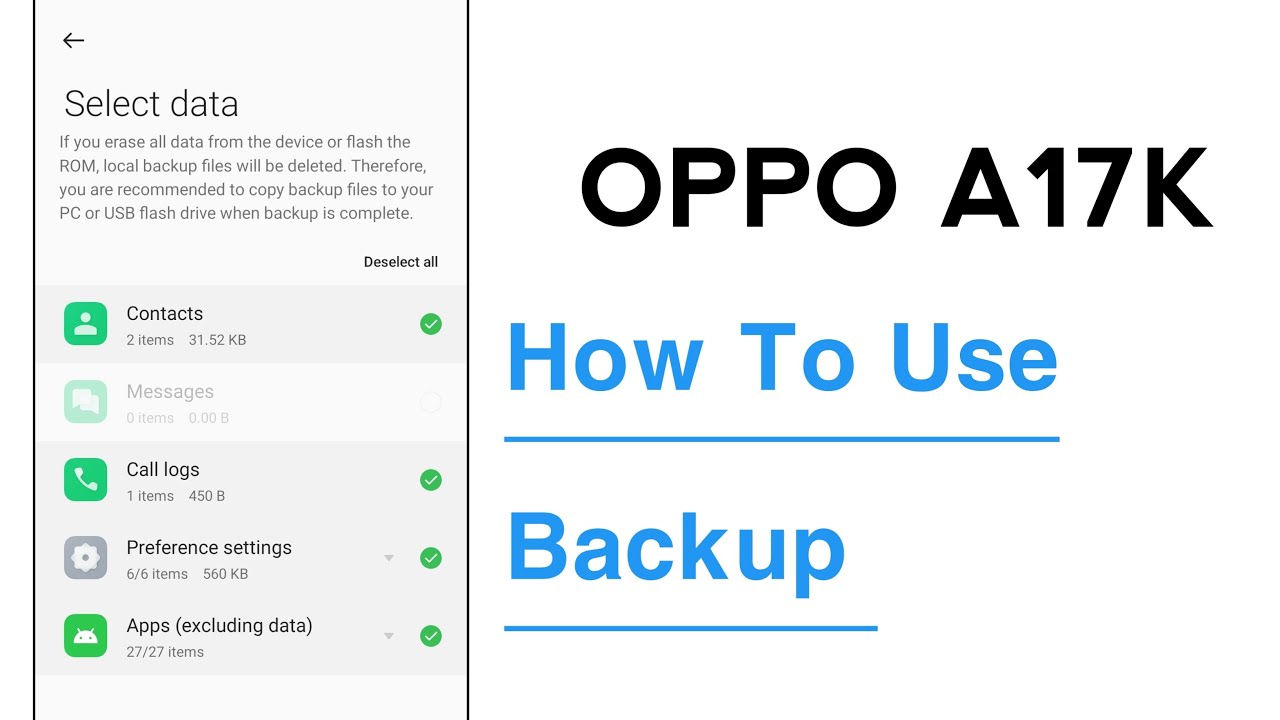 OPPO A17K How To Use Backup - YouTube