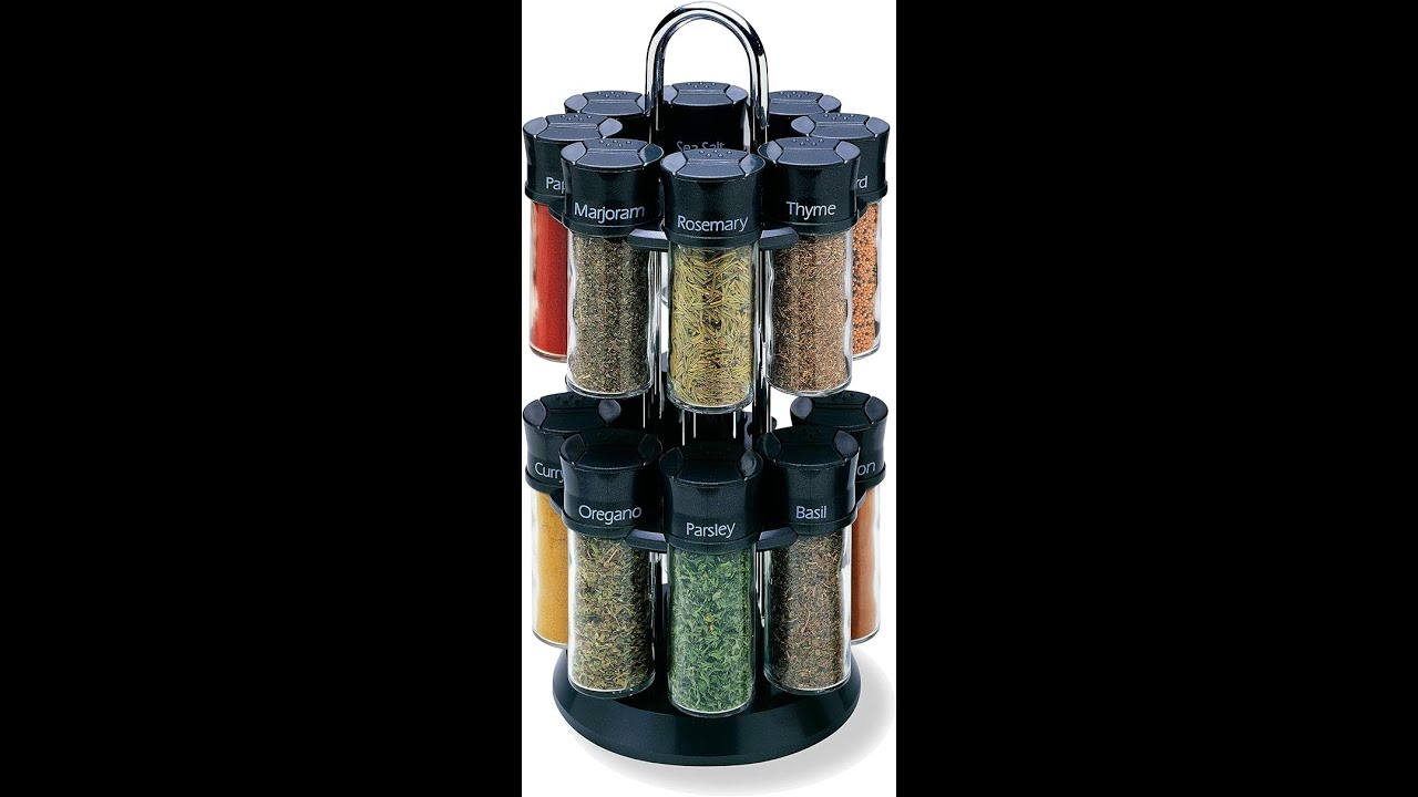 Olde Thompson Chrome Plated Rotating Spice Rack 16 Refillable Spice ...
