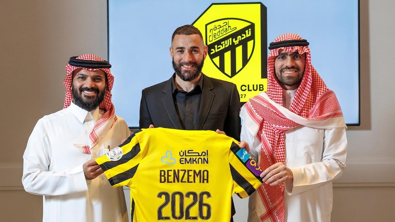 Saudi Arabia's Al-Ittihad Club unveil their new signing Karim Benzema ...