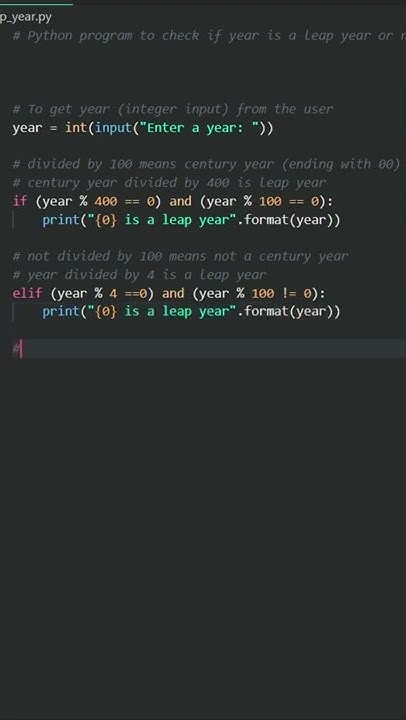 Python Program To Check Leap Year Python Exercise Video Python